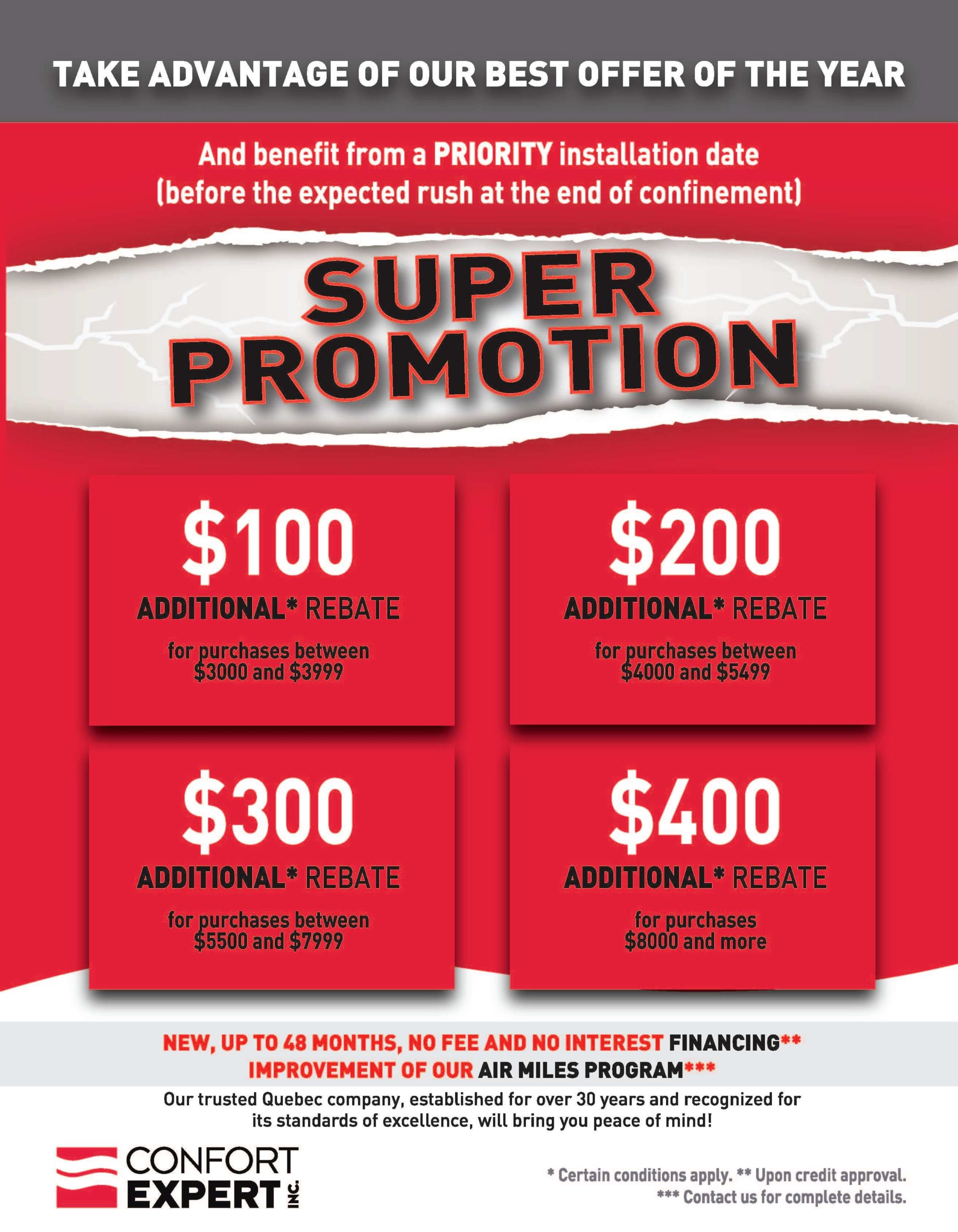 Promotions on heating systems in Montreal | Confort Expert Inc.